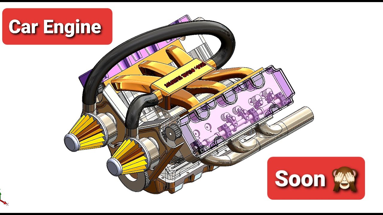 How to make the Car Engine in solidworks - YouTube