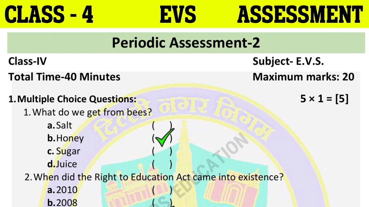 Class 4 EVS Assessment 2 || class 4 EVS test paper with solution ...