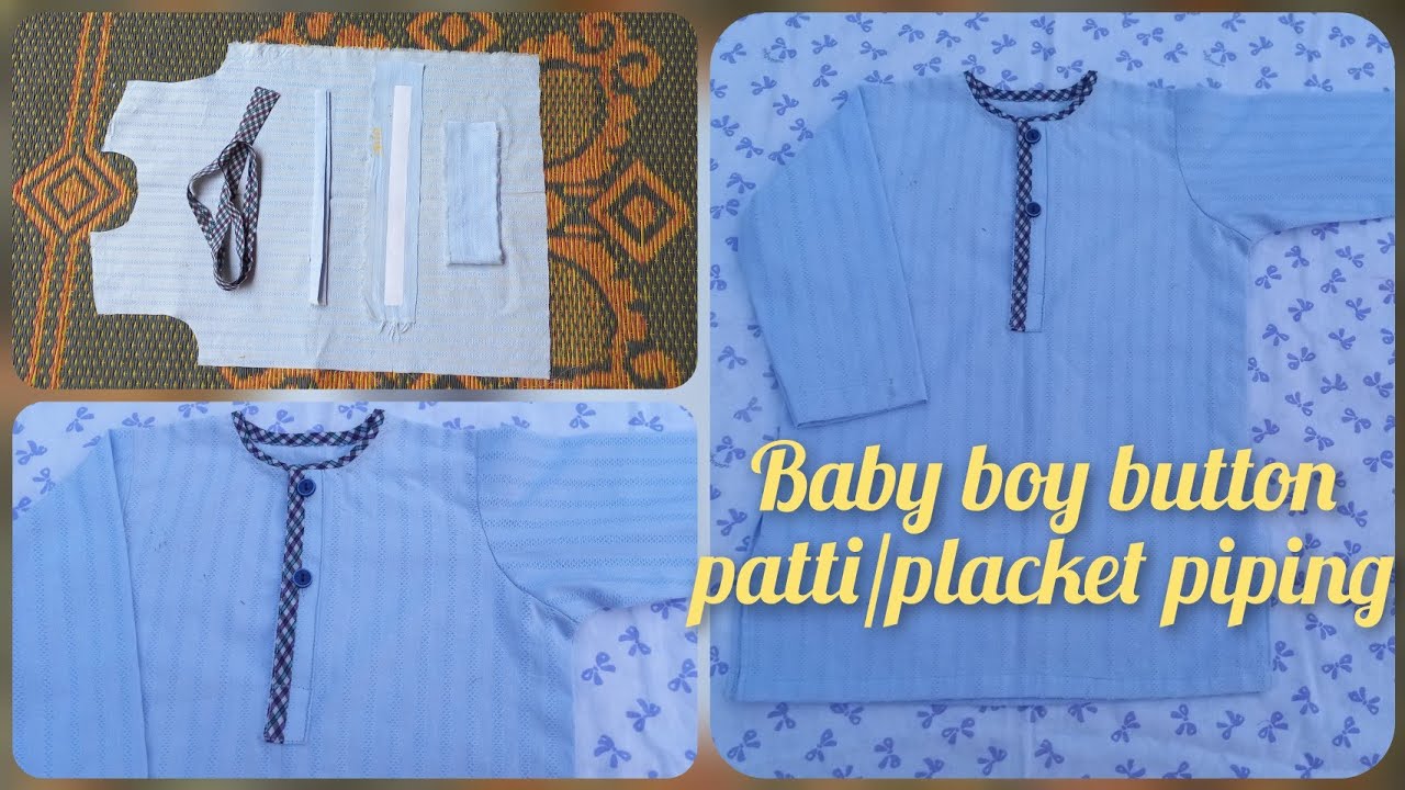 Baby boy Button patti /placket designing cutting stitching easy step# ...