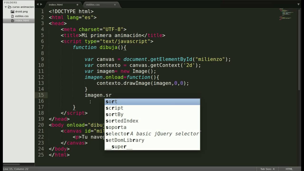Animación básica con HTML5 - Manejo de imágenes - YouTube