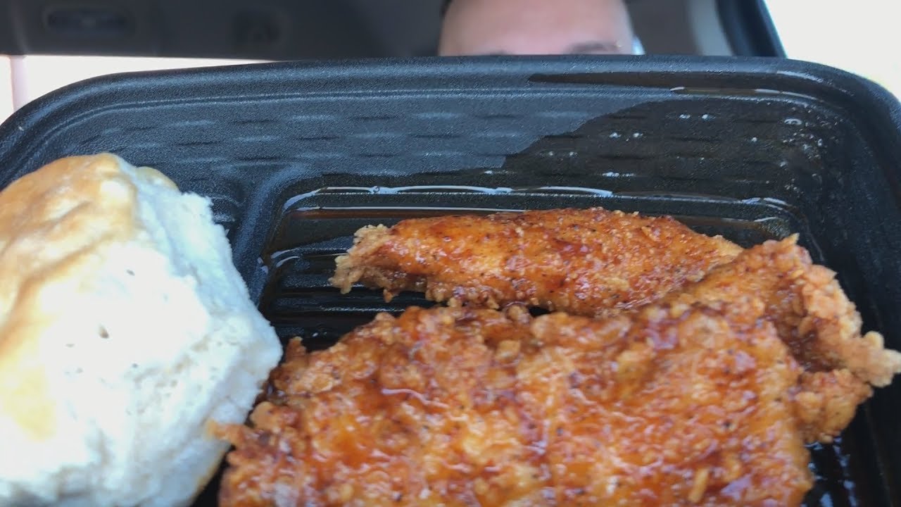 Eating KFC Hot Honey Chicken Tenders Basket - YouTube