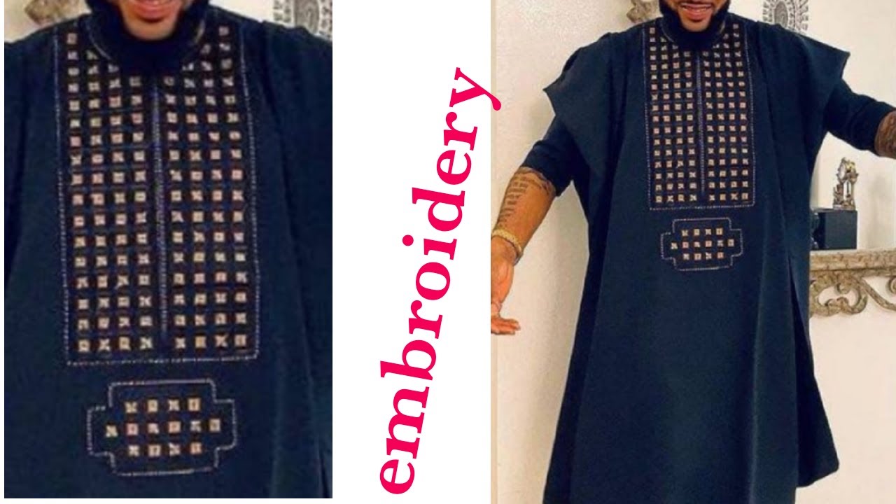 Cut and Sew agbada with Applique | Embroidery /baba riga #sewing #DIY # ...