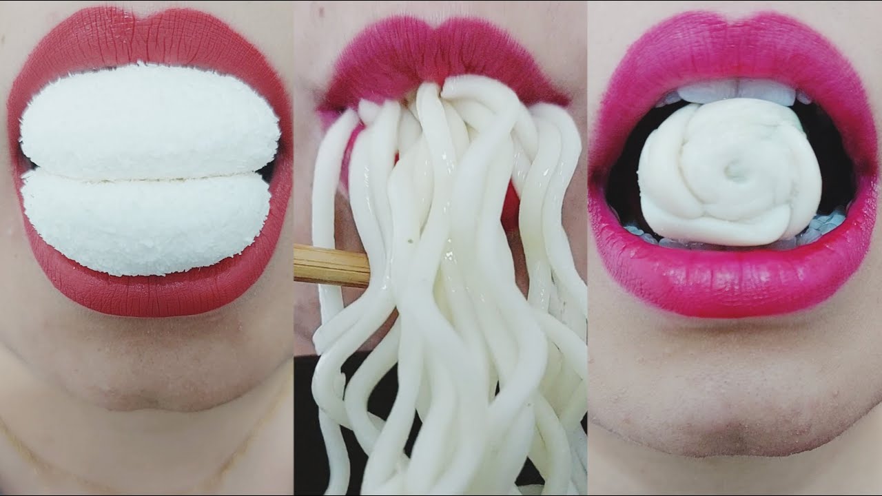 asmr 화이트 푸드 eating sounds / asmr white food emoji challenge - YouTube