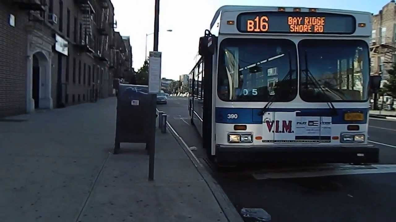 MTA New York City Bus 2012 New Flyer C40LF #390 on the B16 - YouTube
