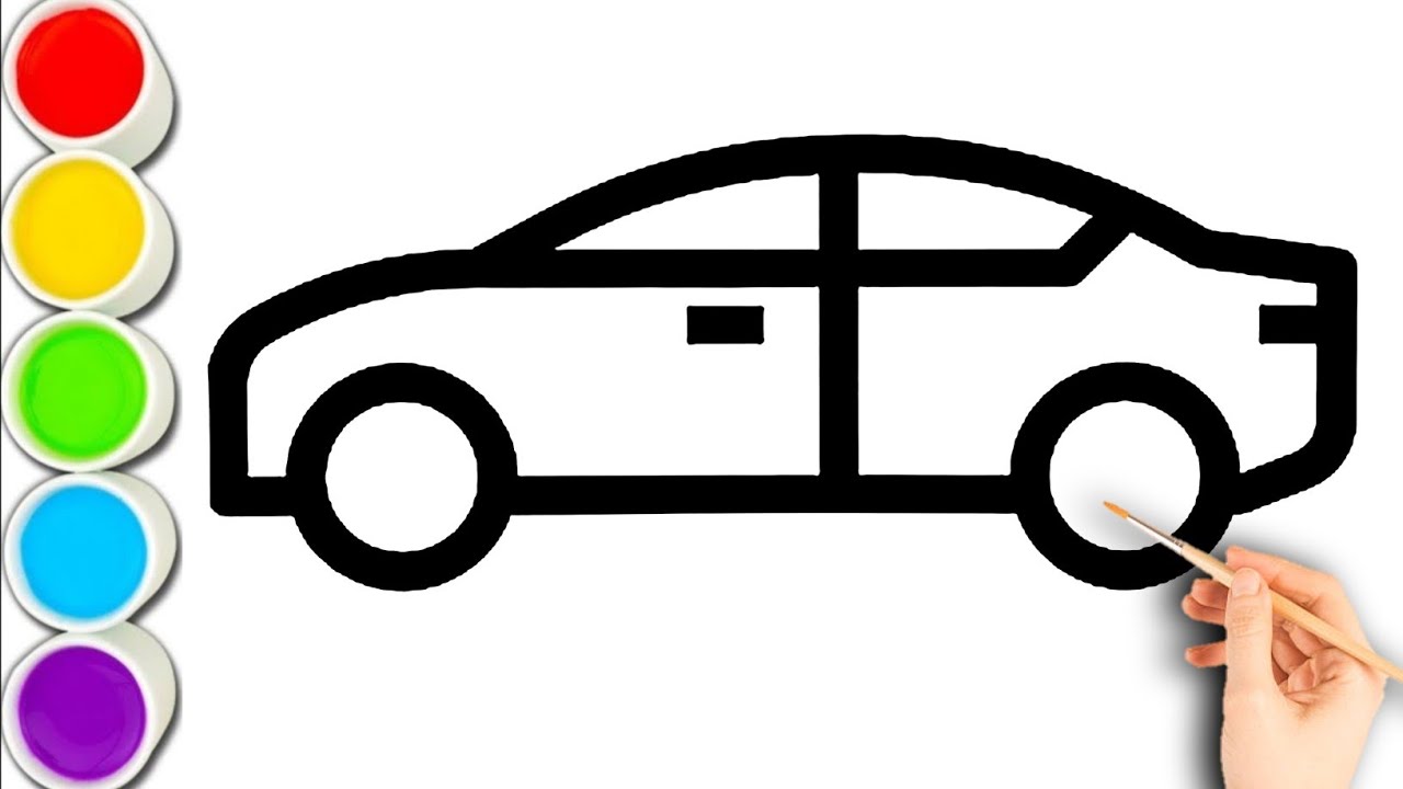 Car Drawing, Painting and Coloring for Kids, Toddlers | Let's Draw and ...