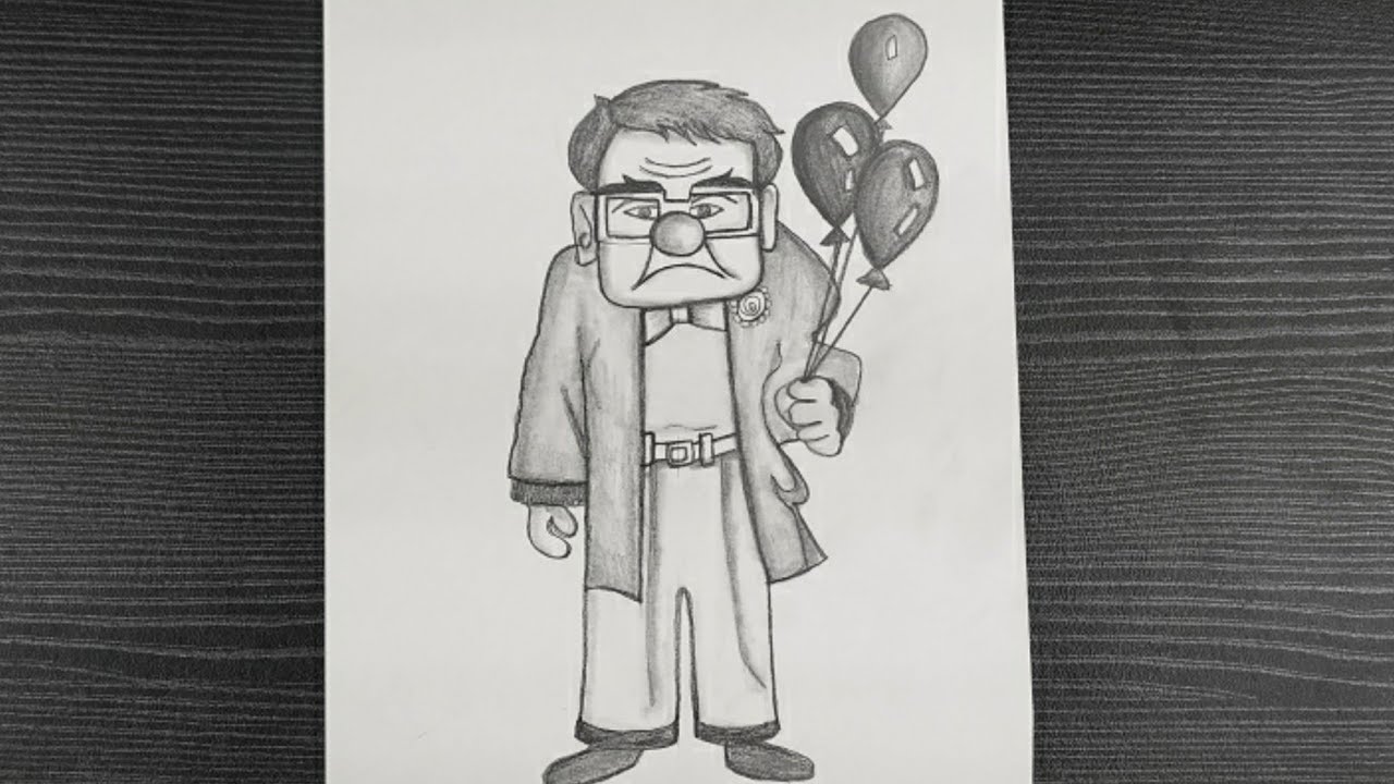How To Draw Carl Fredricksen || Carl Fredricksen From Up Pencil Drawing ...