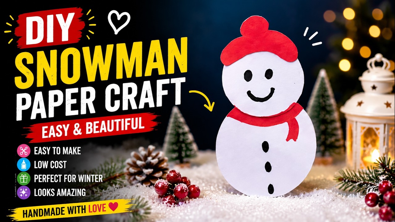 Easy Paper Snowman Craft | How to Make Paper Snowman | Christmas Crafts ...