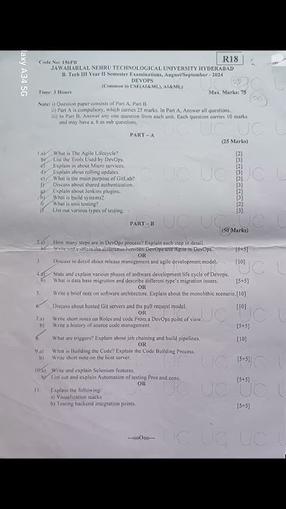 B-TECH JNTUH| R18 | CSE(AI&ML)| DEVOPS AUG/SEP-2024|QUESTION PAPER - YouTube