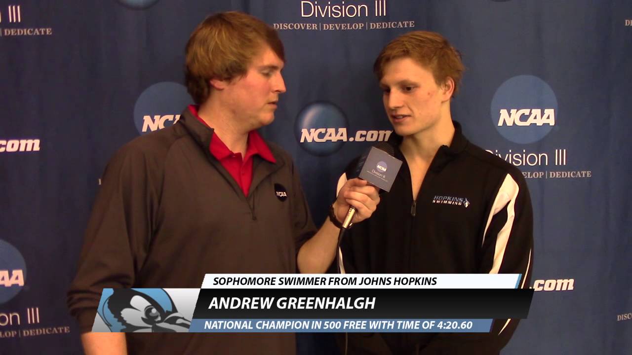 Andrew Greenhalgh, Johns Hopkins - 500 Free Men's Champion (#d3swim ...