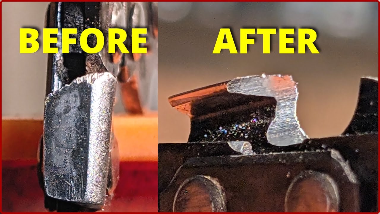 Chainsaw sharpening - A very damaged chain - YouTube