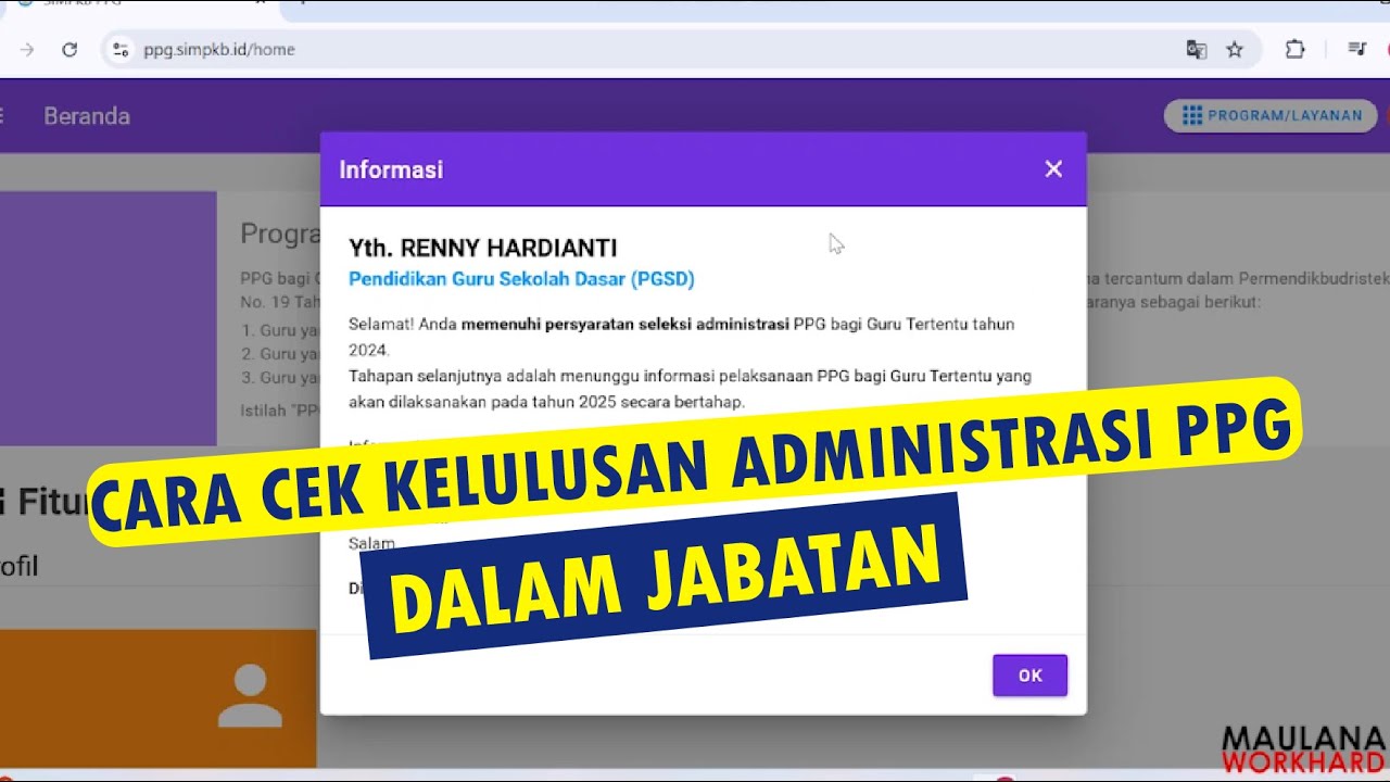 Cara Cek Kelulusan Administrasi PPG Dalam Jabatan | Cek Hasil dengan Mudah! - YouTube