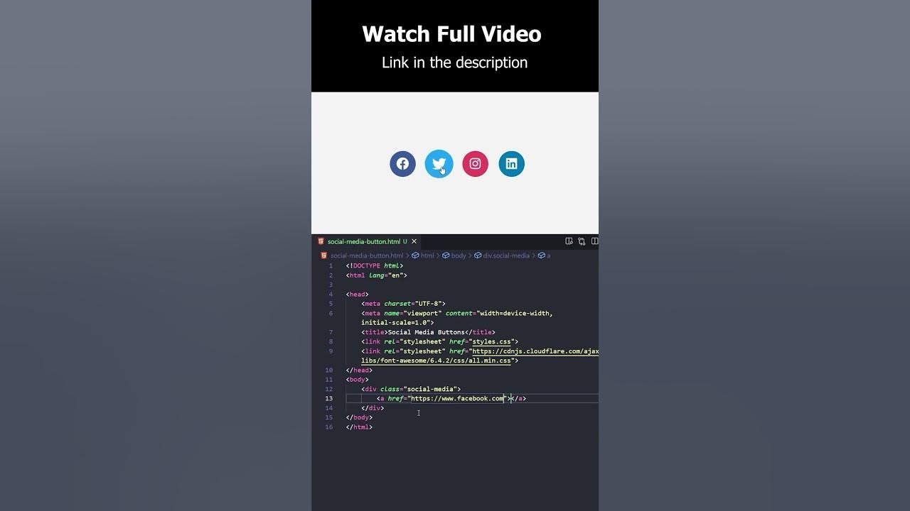 social media icon button animated hover effect html css - YouTube
