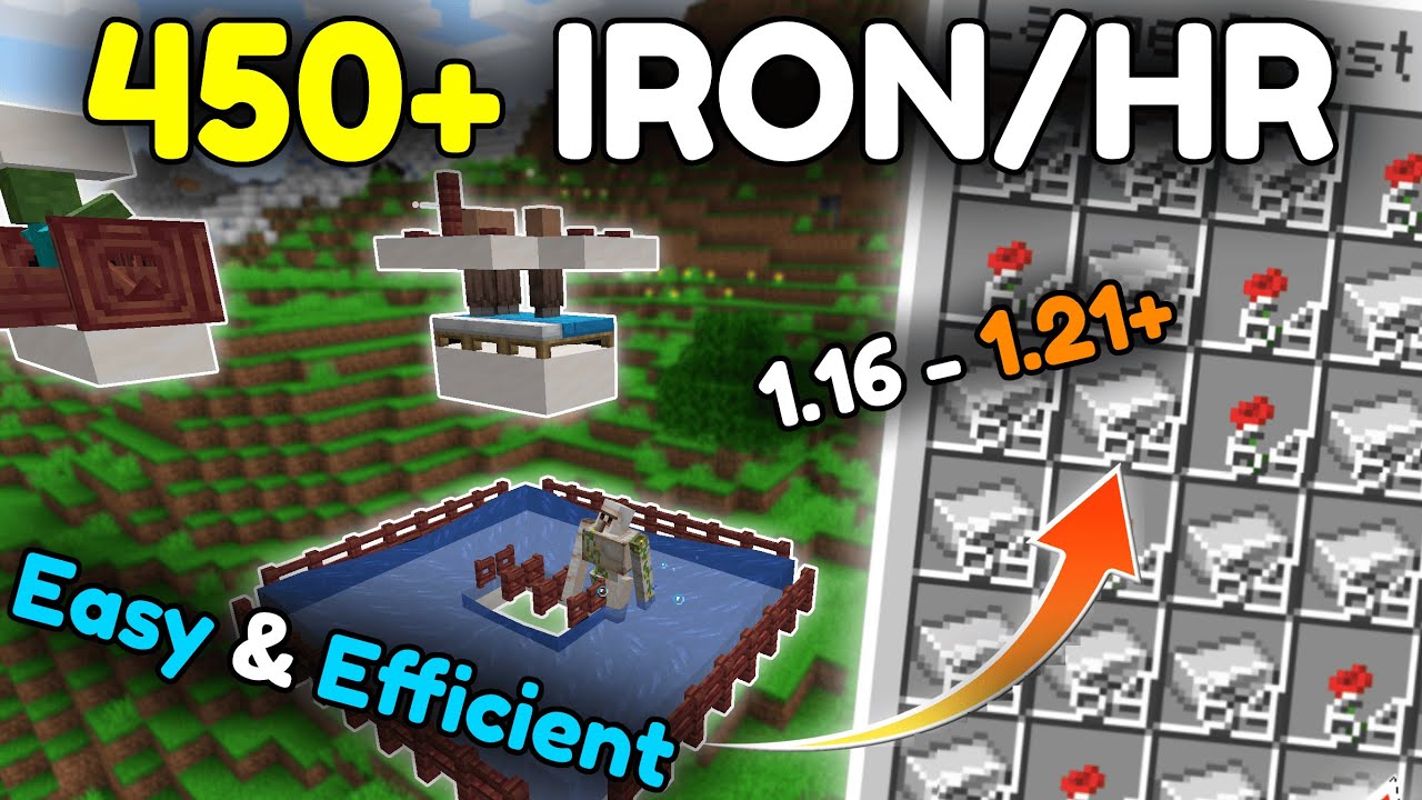 Easy & Efficient Iron Farm for Minecraft Java 1.16 - 1.21+ | 450+ Iron ...