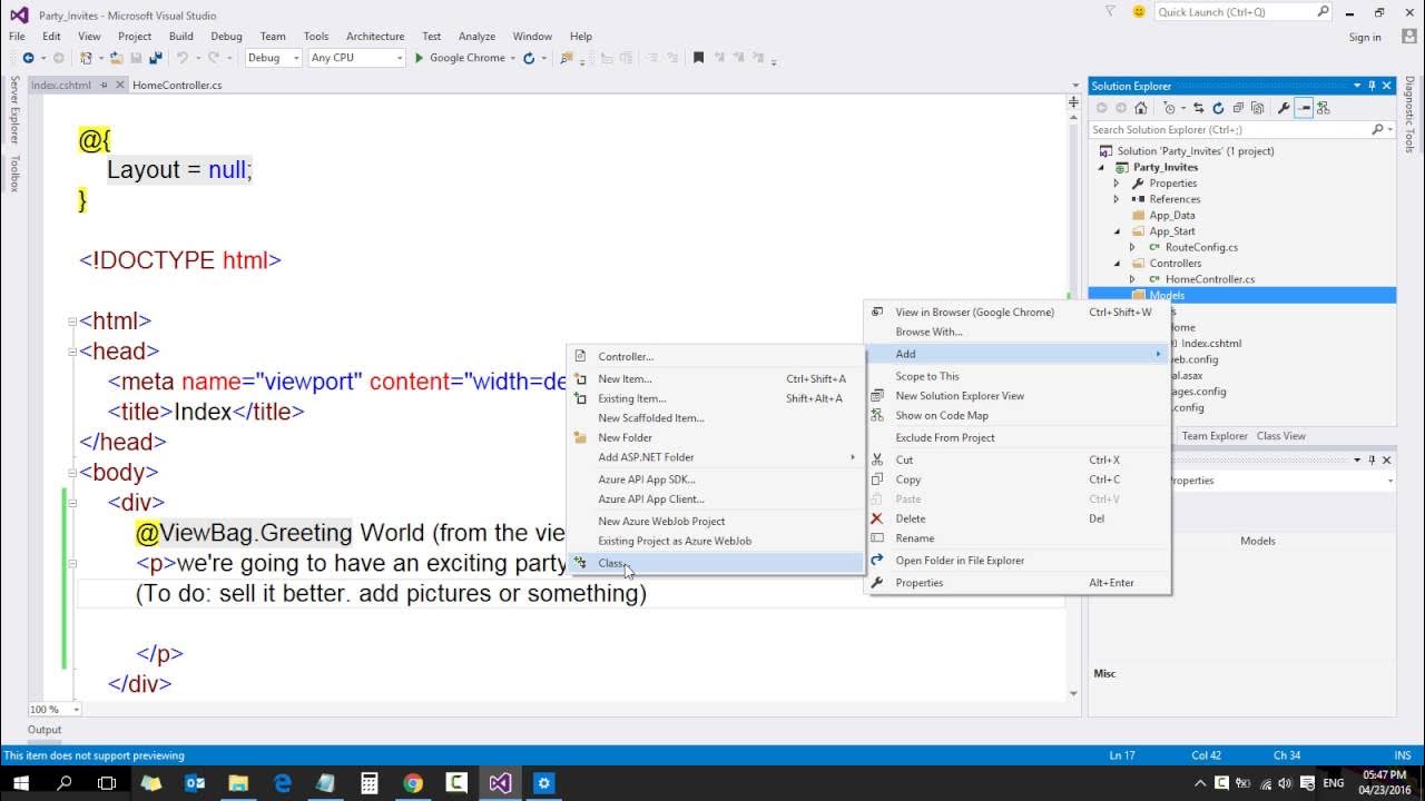 5 ASP NET MVC Course Your First MVC Application Creating a Simple Data Entry App Adding Model ...