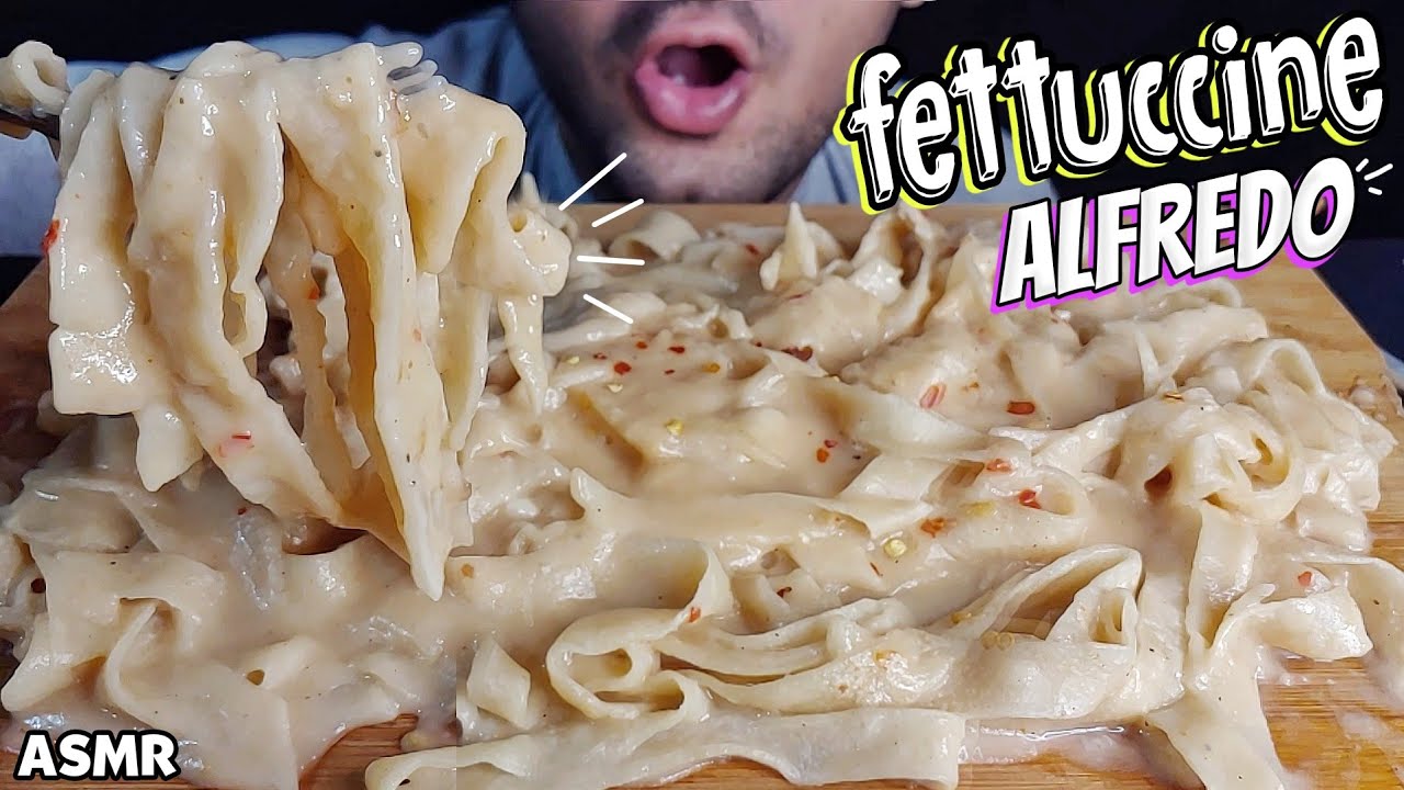 ASMR FETTUCCINE ALFREDO | ASMR CHEESY CREAMY ALFREDO | EATING CHEESY ...