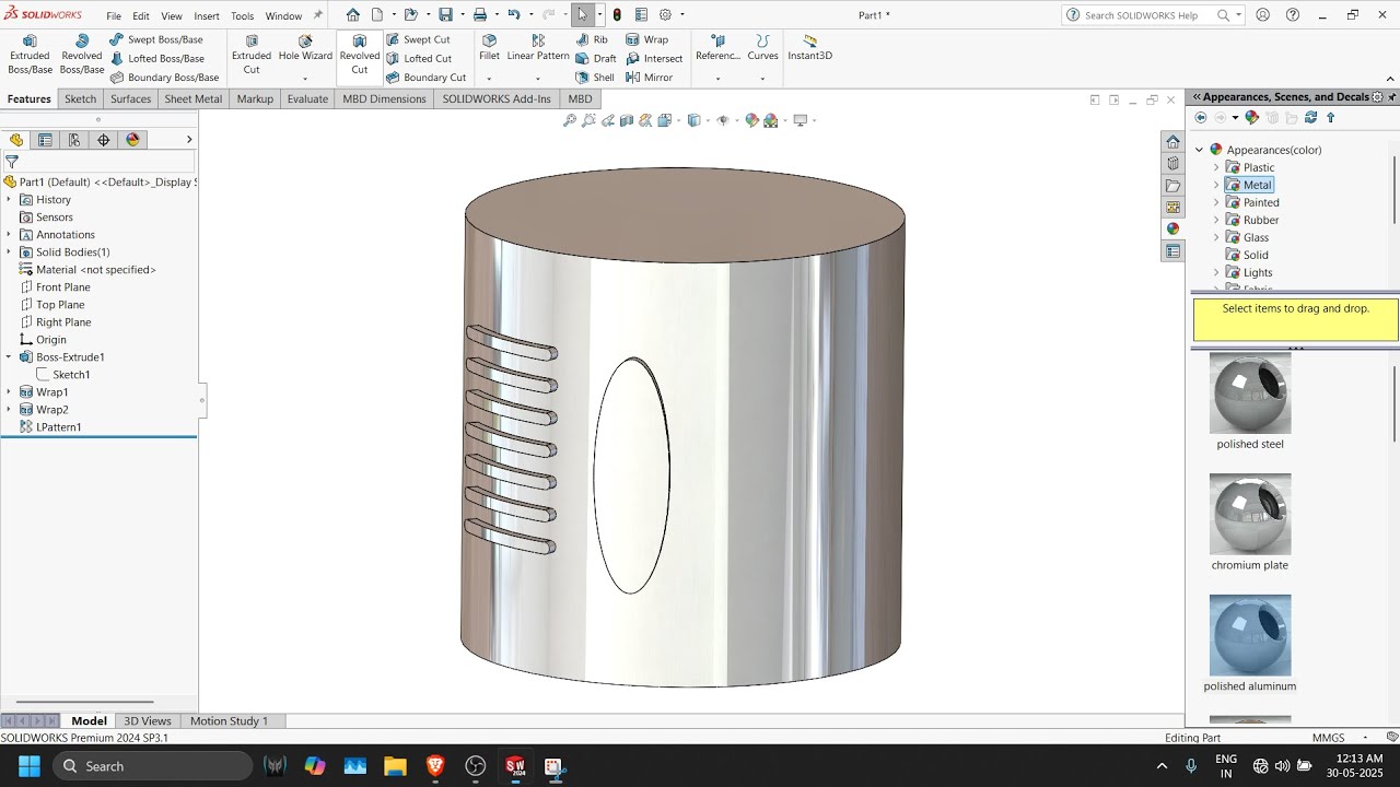Extrude on Curve surface in Solidworks . Special Thanks to ...