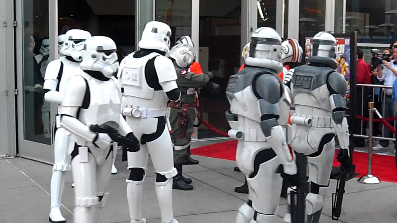 stormtroopers arriving at comic con premiere in hollywood 4 4 12 - YouTube