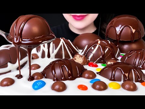 🍫🌸 Çikolatalı, yoğurtlu ve ballı kek Kore tatlısı Lezzet kombinasyonu Mukbang ASMR Yeme sesleri