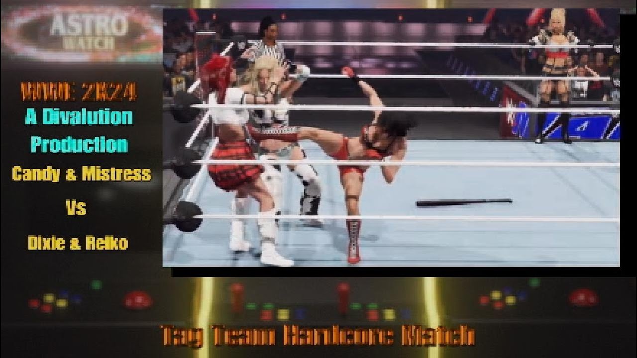 WWE 2K24 Candy Cane & Mistress Spencer Vs Dixie Clemets & Reiko ...
