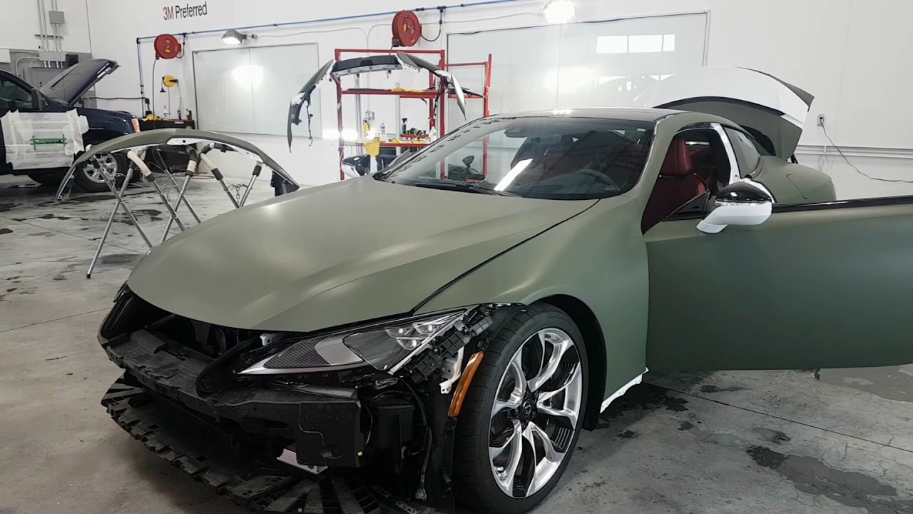 Lexus LC500 Wrapped in 3M Military Green - YouTube