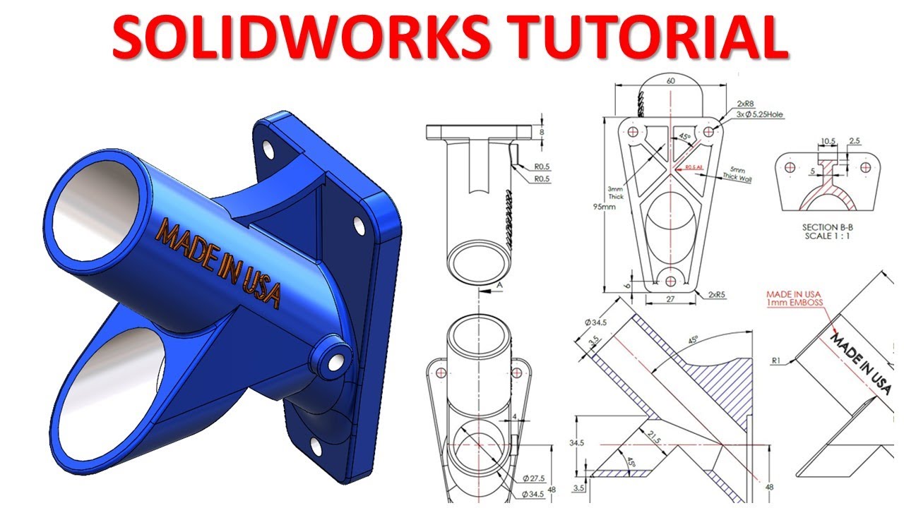 SolidWorks Tutorial #63 | 3D Modeling Advanced Design - Flag Pole Mount ...