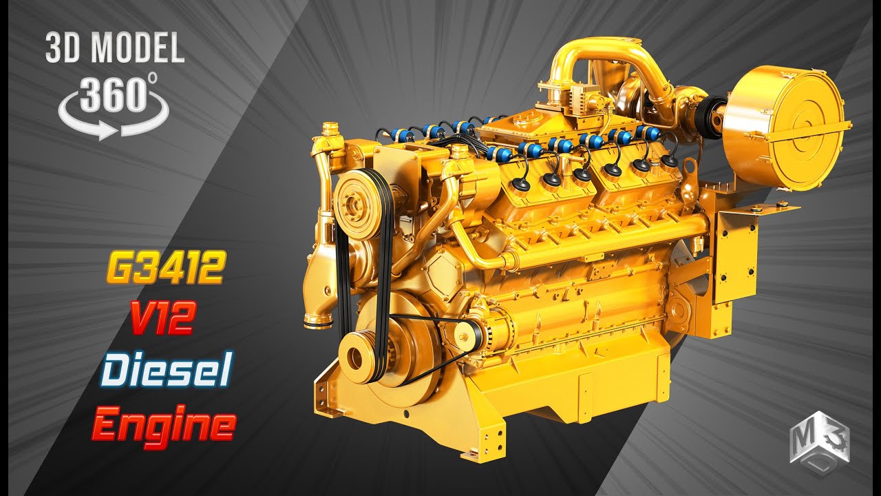 G3412 Engine - V12 Industrial Diesel | Markos3d | 360 Degree Turn ...