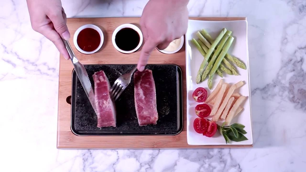 Hot Steak Stone Cooking ,Steak on the Stone, Cooking on Lava Stones ...