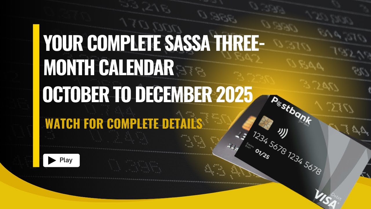 SASSA Payment Dates October to December 2025 | Full SASSA Grant ...
