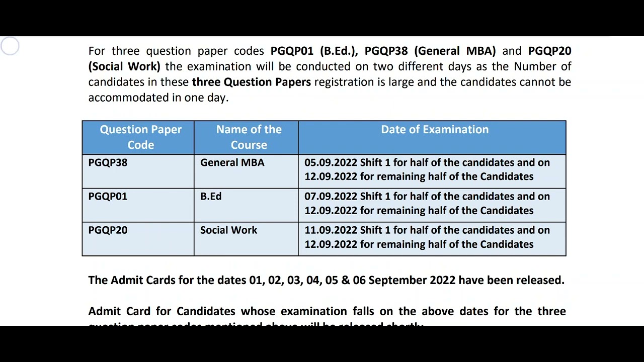 cucet pg admit card 2022, pg admit card for PGQP38,PGQP01,PGQP20 admit ...