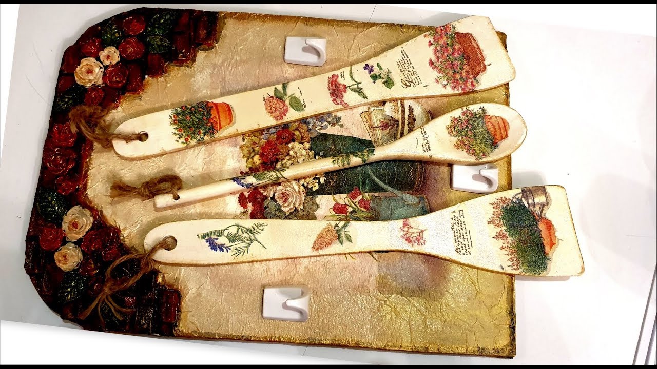 DIY/Kitchen wall Decoration idea /Decoupage wooden spoons /Keuken ...