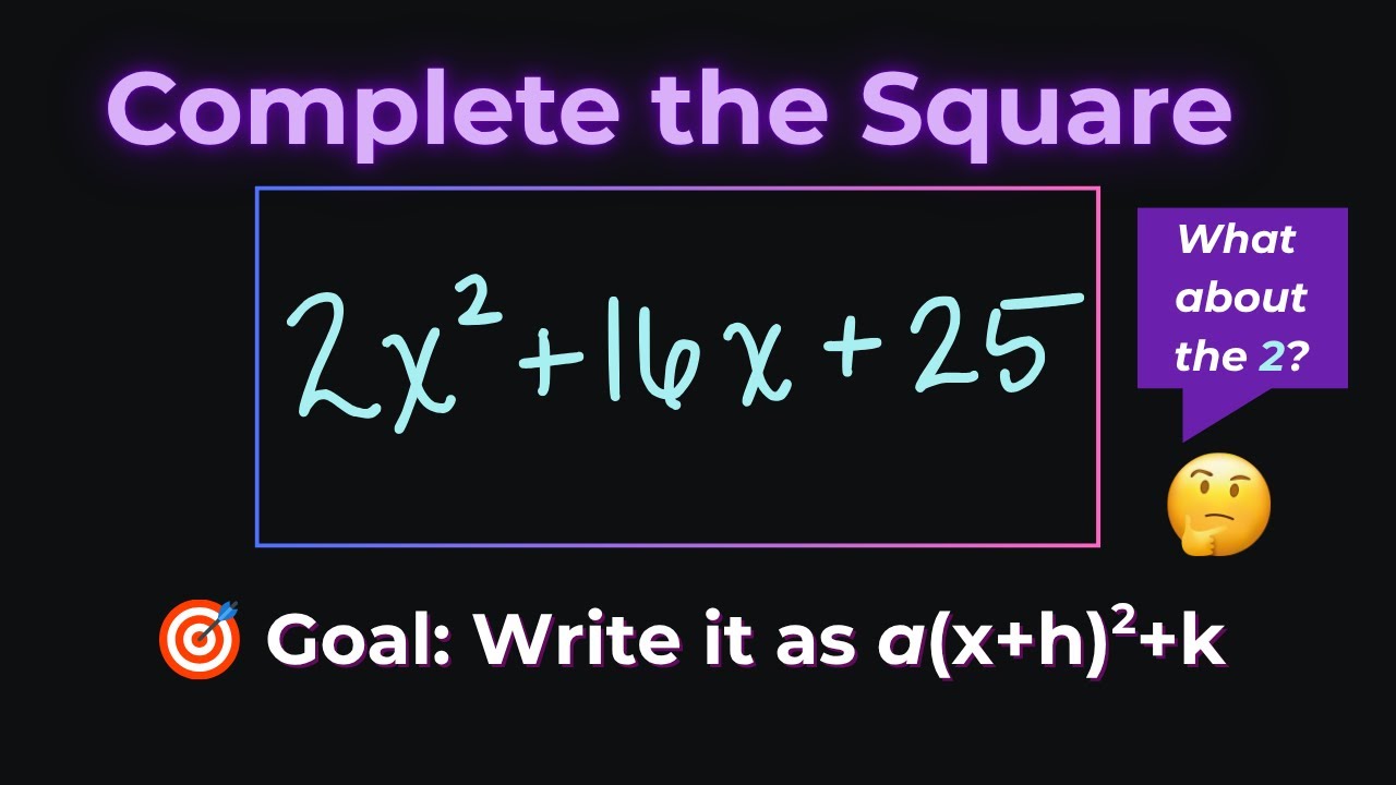 Complete the Square to Write a Quadratic in Vertex Form | Step-by-Step ...