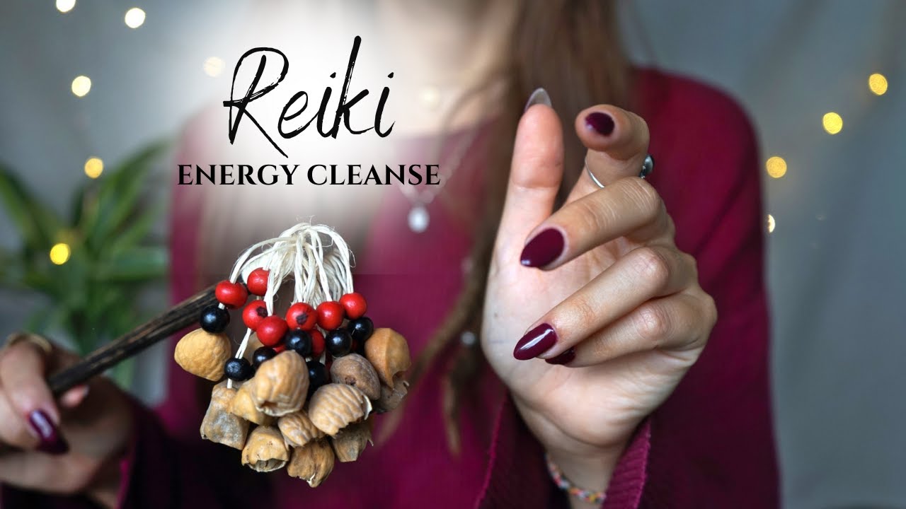Reiki ASMR ~ Energy Cleanse | Hand Movements, Face Touching, Rattle (No ...