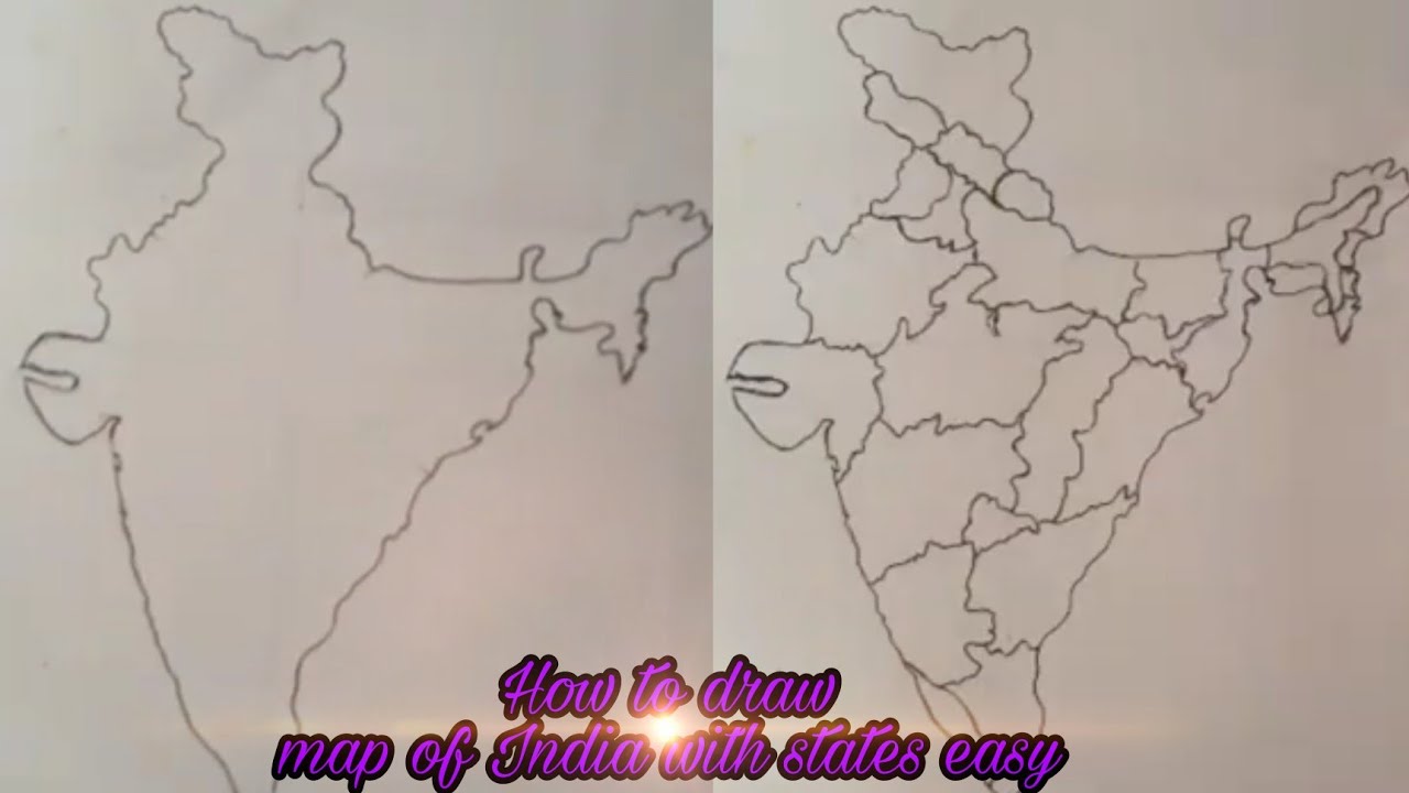 How to draw map of India step by step with states easy - YouTube