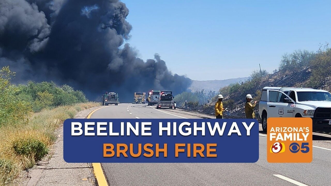 Brush fire along SR 87 contained, Beeline Highway reopens - YouTube