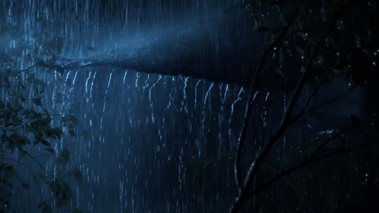 Best Heavy Night Rain With Thunder Dark Screen | Heavy Rain for Sleep ...