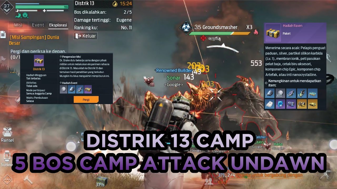 DISTRIK 13 CAMP VS 5 BOS CAMP UNDAWN GAME PLAY - YouTube