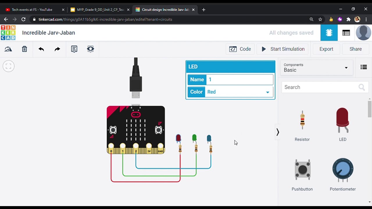 Circuit design Micro Bit Temperature Indicator using three LEDs - YouTube