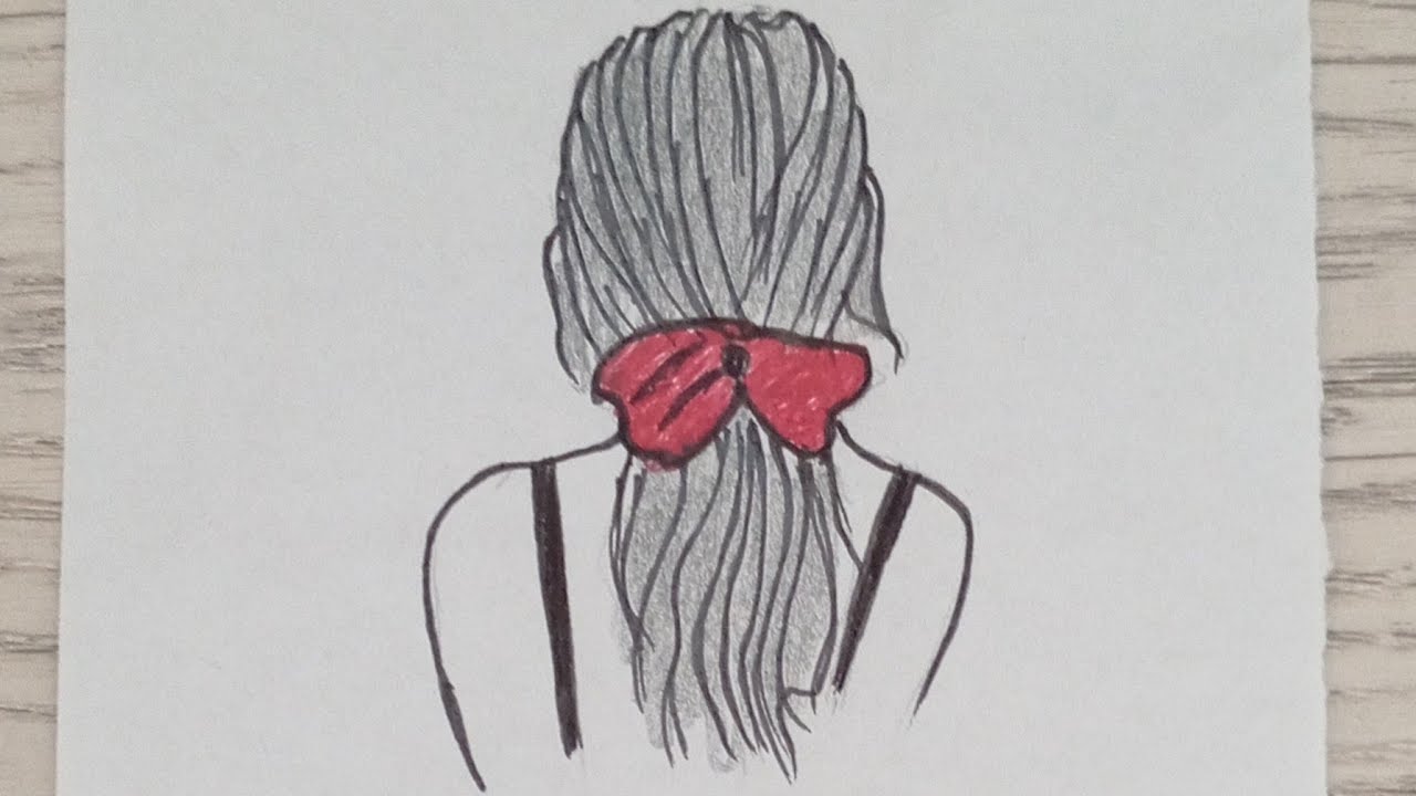 how to draw a beautiful girl drawing back side drawing || pencil ...