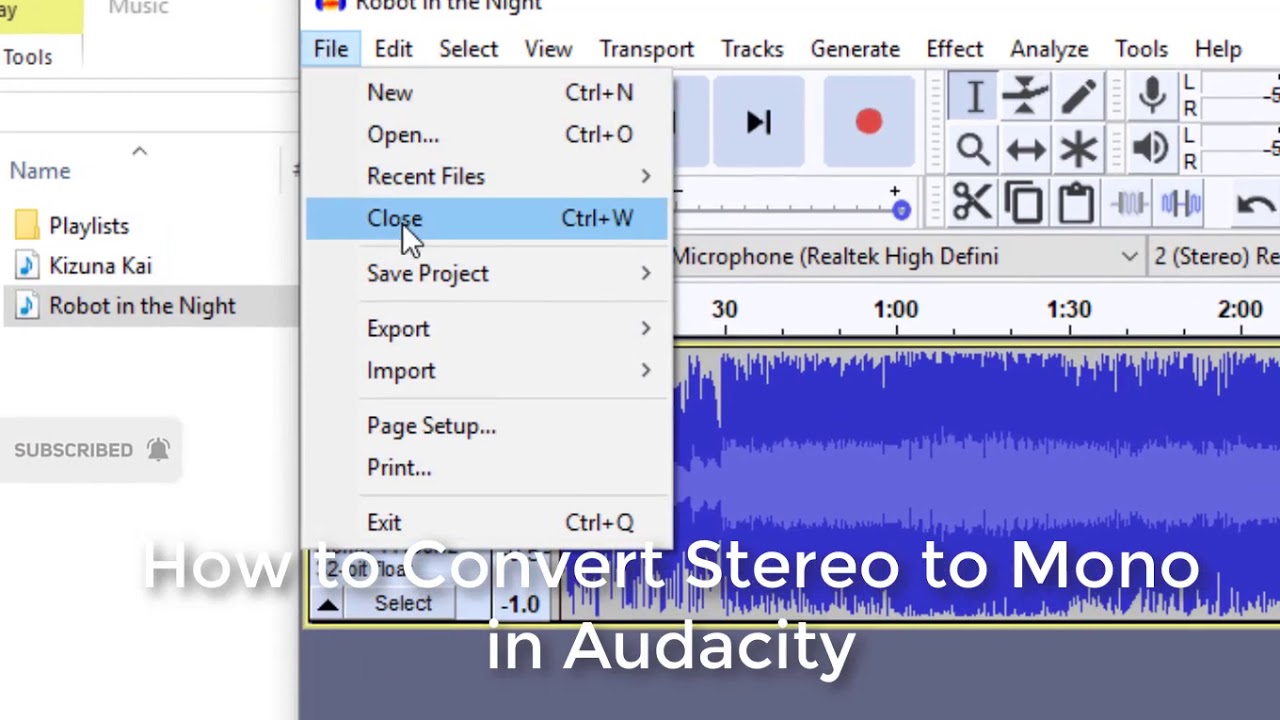 How to Stereo to Mono in Audacity Audio Software - MyShortTips - YouTube
