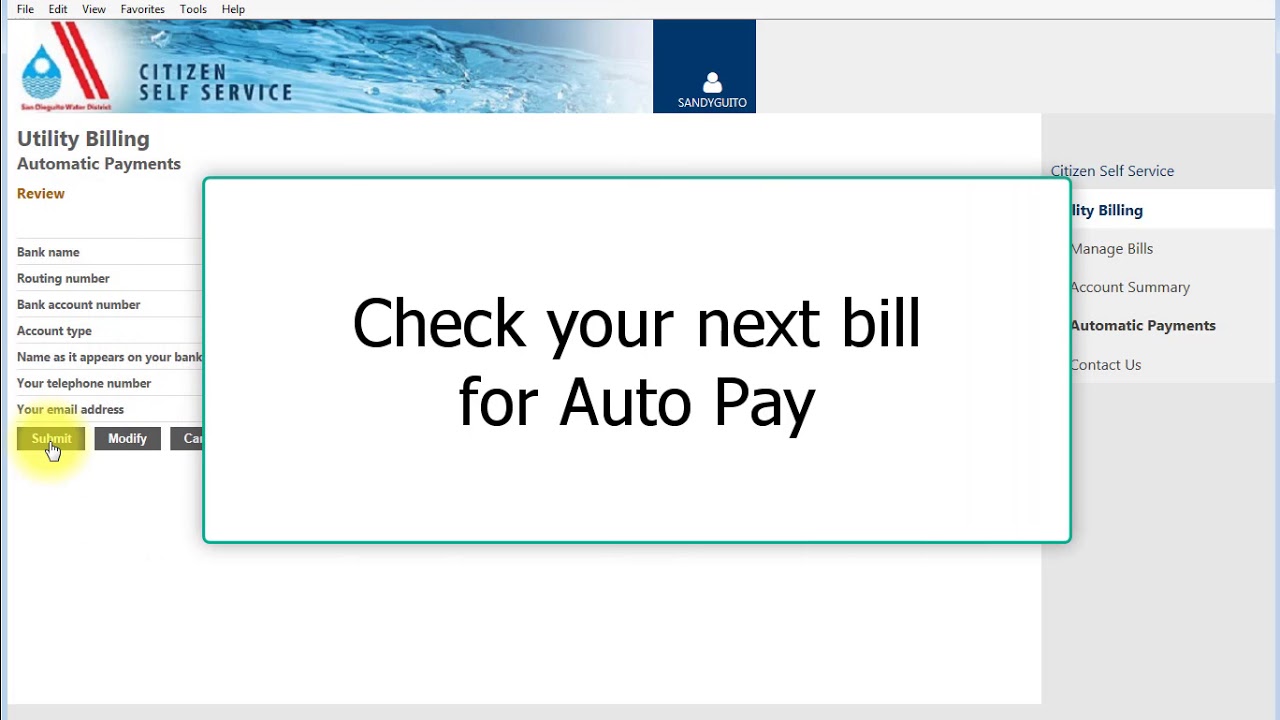 Setting up AutoPay on your SDWD Utility Billing Portal - YouTube