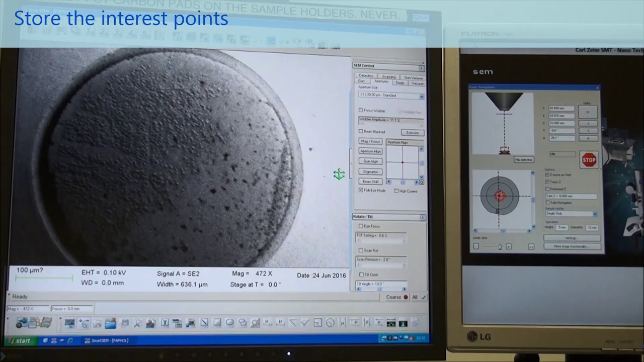 Acquire SEM image part 3 Fish eyes mode Store position - YouTube