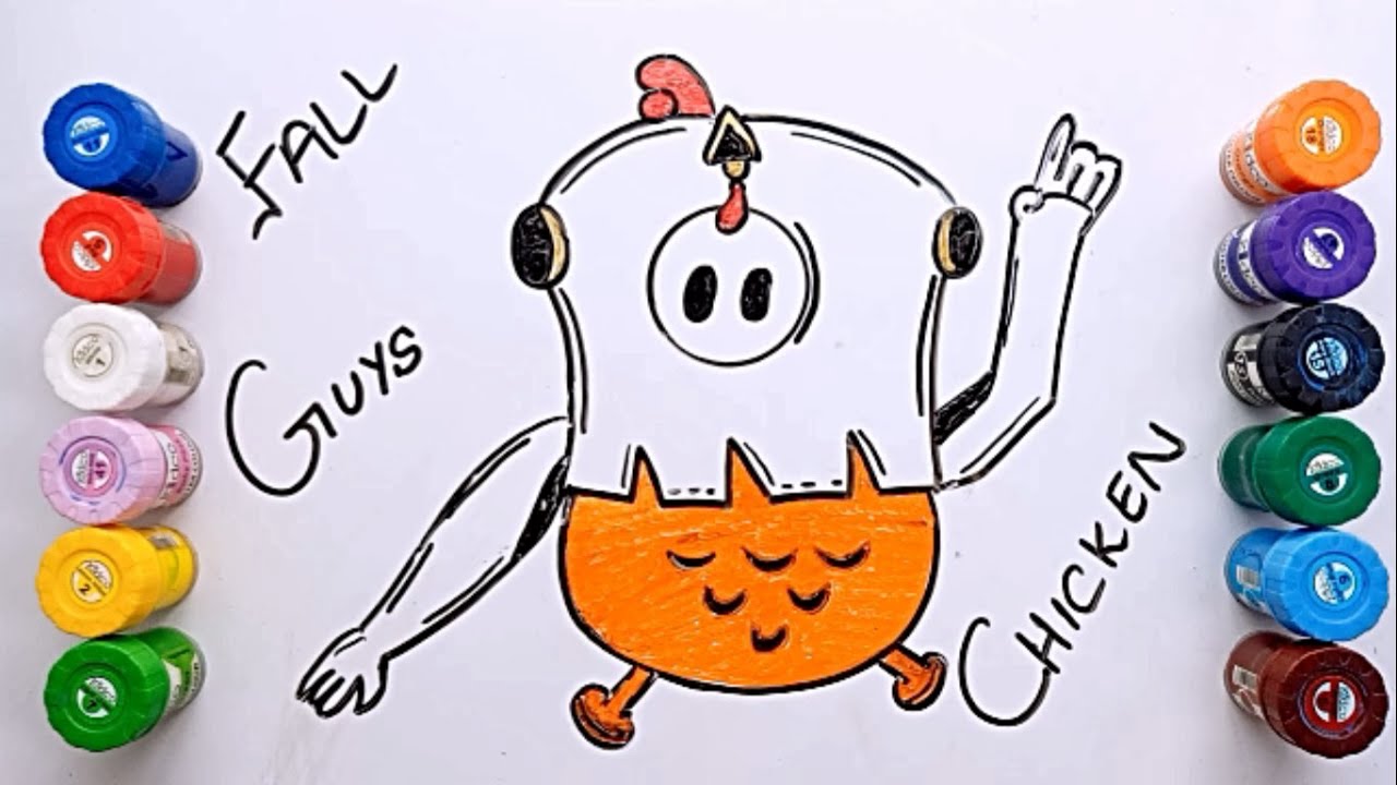 How To Draw Fall Guys Chicken |Draw and Color |Easy Drawings - YouTube