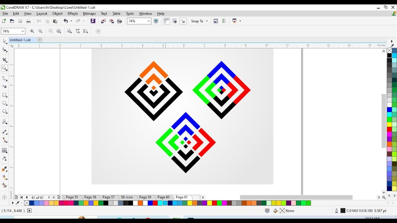 Rectangle Logo Design in corel drawdraw x7 Corel draw me logo kaise ...