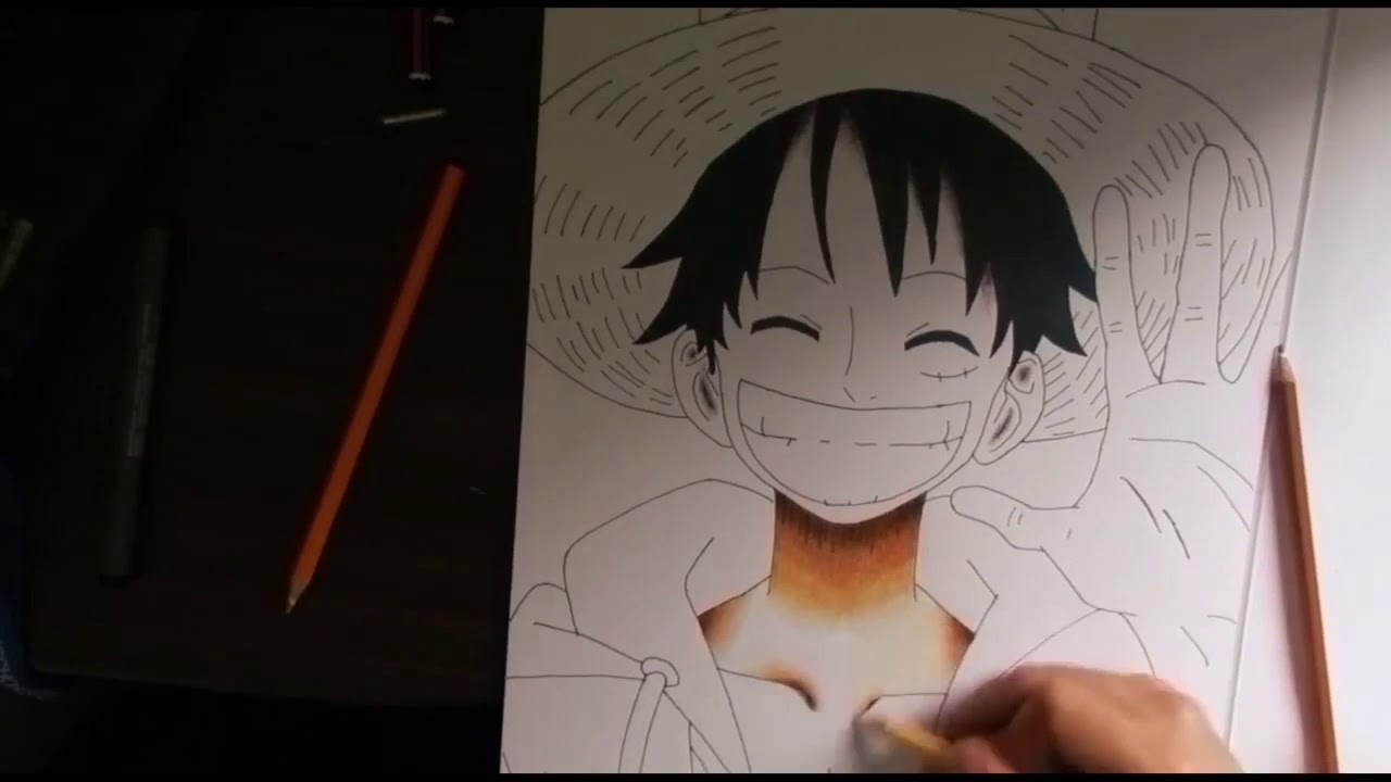 Dibujando a lufy one Piece - YouTube