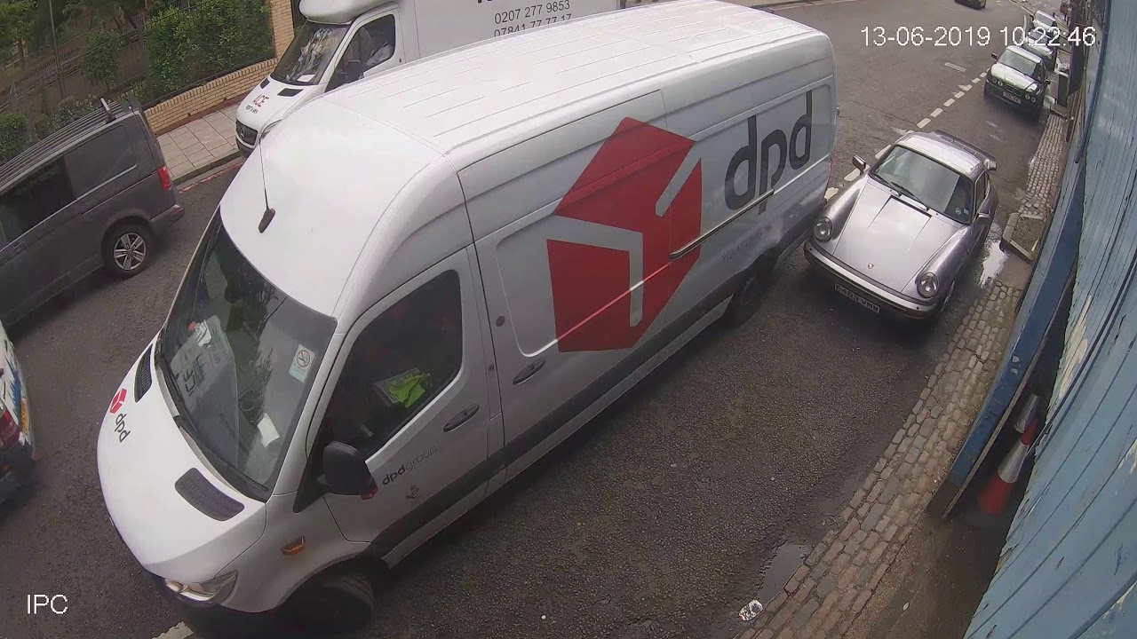DPD Van Hits Porsche - YouTube