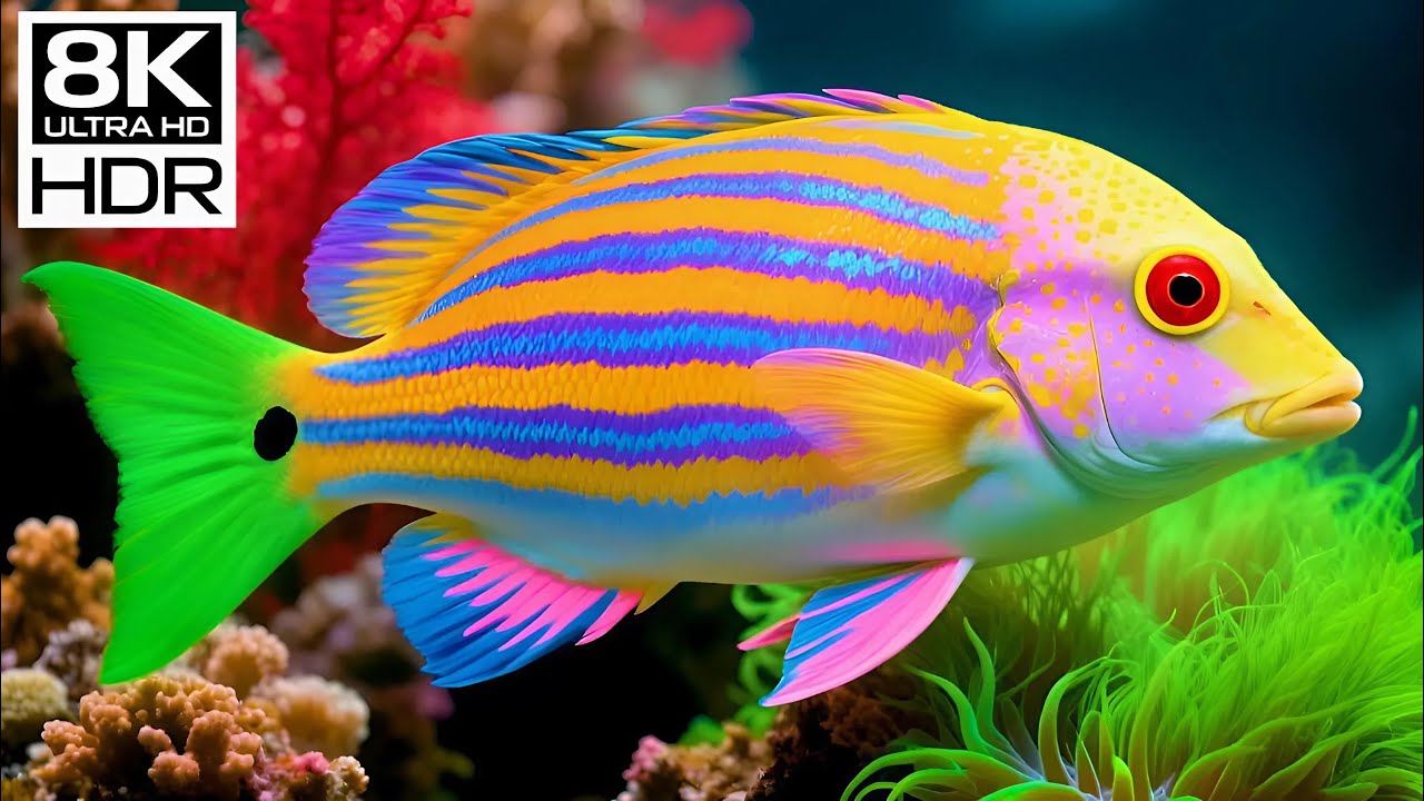 🌊 8K HDR | Explore the Underwater World and Beautiful Coral Reef Fish ...