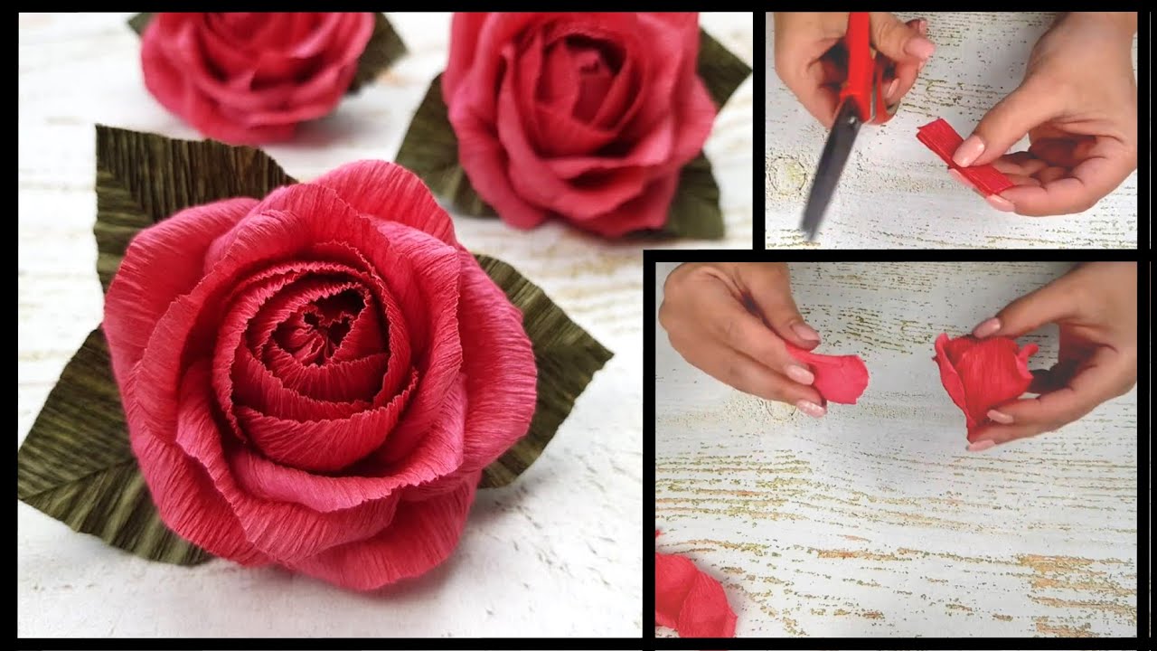 ROSA de PAPEL CREPE - Cómo hacer Flores de papel |Papel Crespón ...