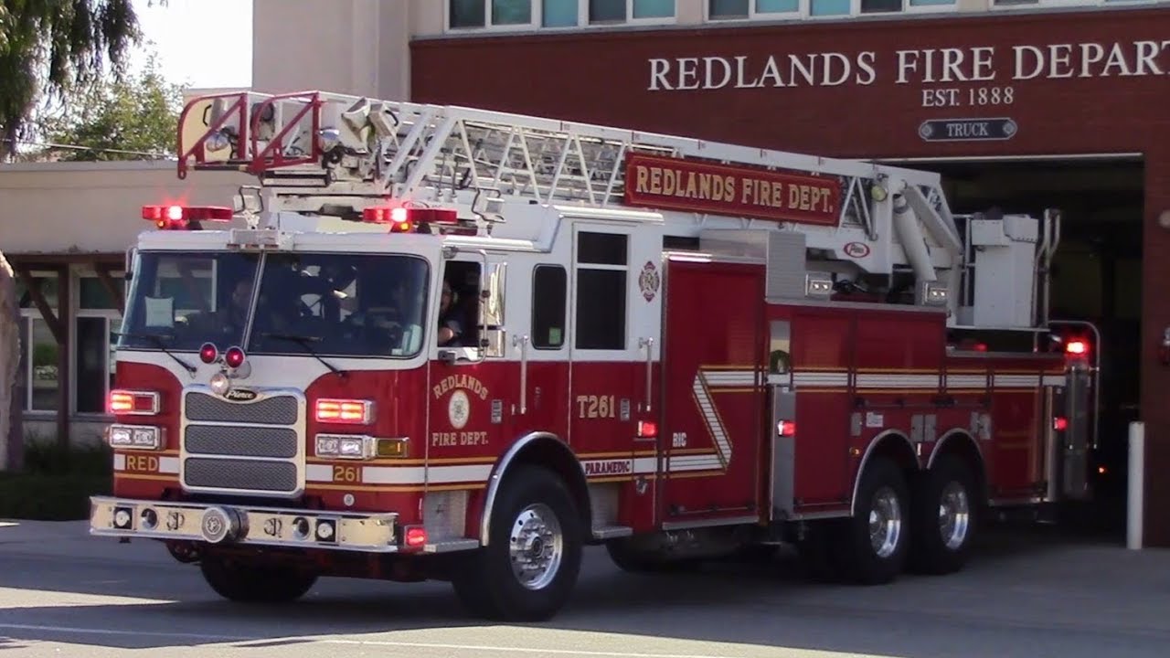 Redlands Fire Dept Truck 261 Responding - YouTube