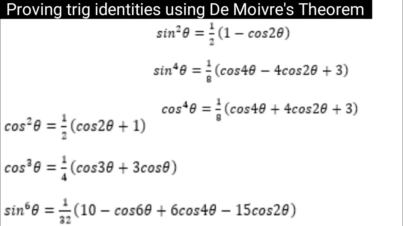 proving trigonometric identies using De Moivre's Theorem and binomial ...