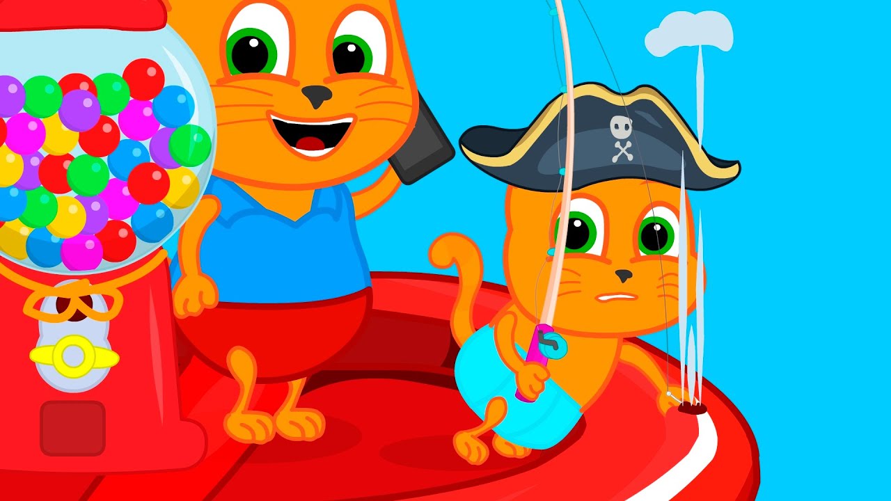 Cats Family in English - Rainbow Gum Boat Cartoon for Kids - YouTube